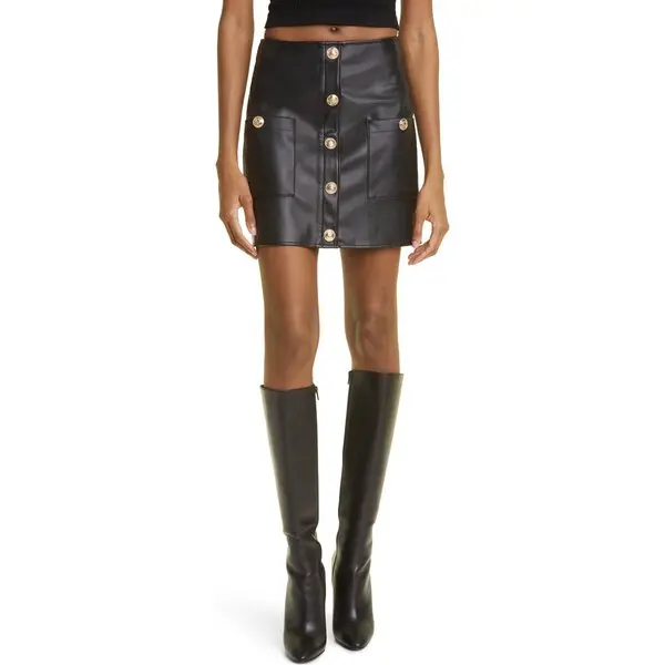 L'AGENCE Truman Faux Leather Miniskirt - Black