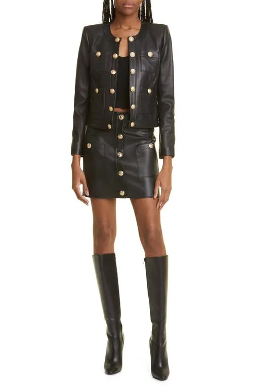 L'AGENCE Truman Faux Leather Miniskirt - Black