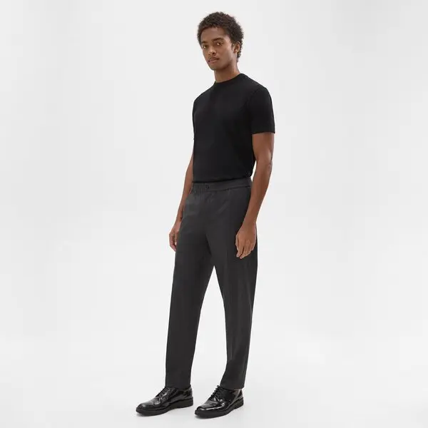 Theory Larin Drawstring Stretch Wool Pant - Dark Charcoal