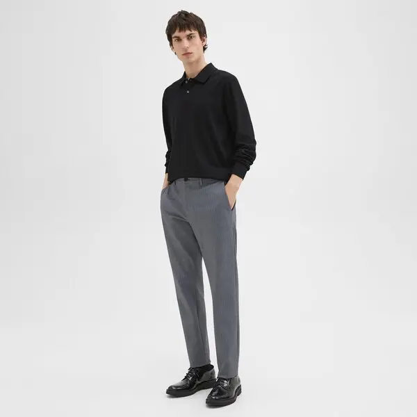 Theory Zaine Herringbone Trousers - Grey Melange