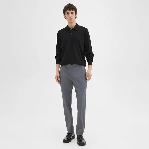Theory Zaine Herringbone Trousers - Grey Melange
