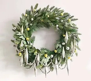 MARTHA STEWART 24' Greenery Wreath With Garland And Drops - One-color