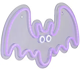 NORTHLIGHT Lit Neon Purple Bat Halloween Window Silhouette - One-color