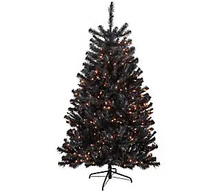 NORTHLIGHT 6' Lit Noble Spruce Halloween Tree O Ange Lights - One-color