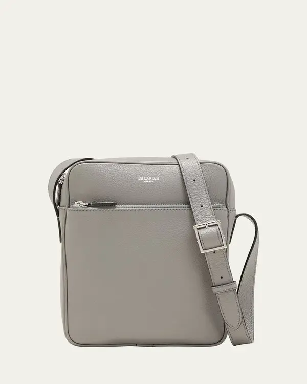 SERAPIAN Cachemire Leather Crossbody Bag - Cement