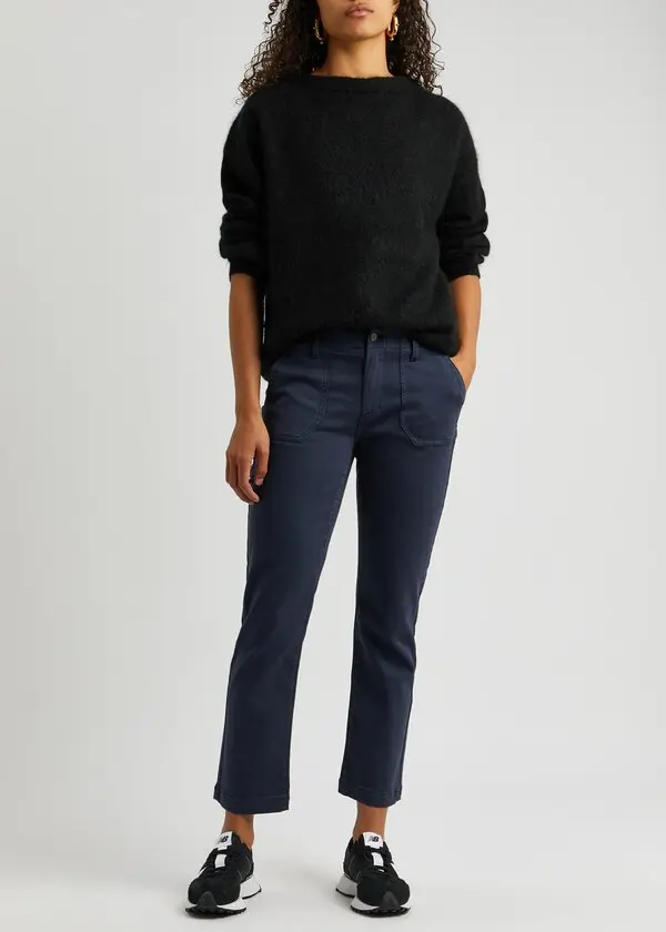 Paige Mayslie Cropped Straight-leg Jeans - Navy