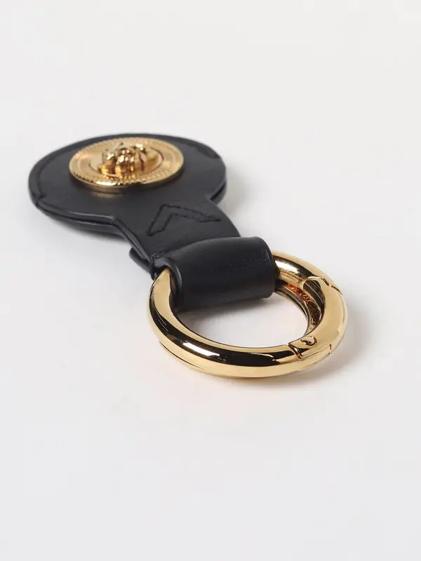 Versace Keychain In Leather And Metal With Medusa