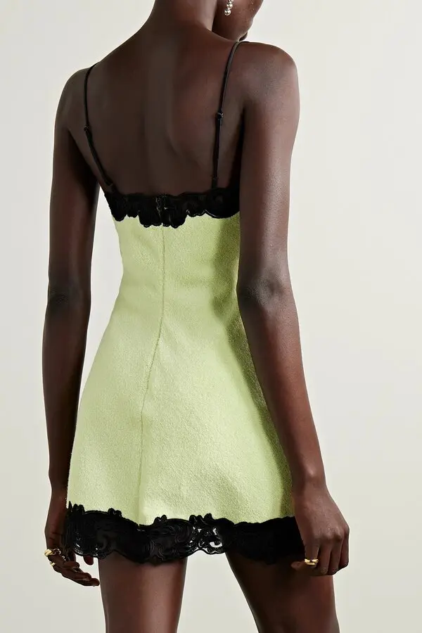 alexander wang black lace trim slip dress Alexander Wang Pleated Lace Slip Dress in Black
