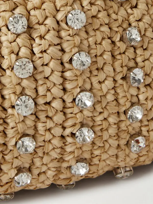 LOEFFLER RANDALL Bailey Crystal-embellished Raffia Clutch - Neutrals