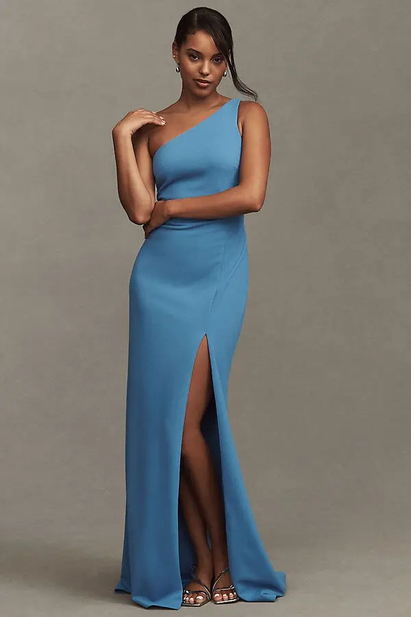 Bhldn Hallie One-shoulder Maxi Gown - Cerulean Blue