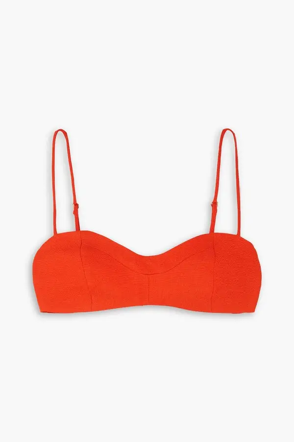 Tove Etta Ruched Woven Bra Top - Tomato Red
