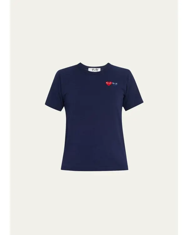 CDG PLAY Heart Logo Cotton T-shirt - Navy
