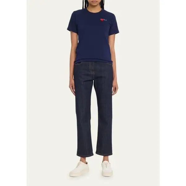 CDG PLAY Heart Logo Cotton T-shirt - Navy