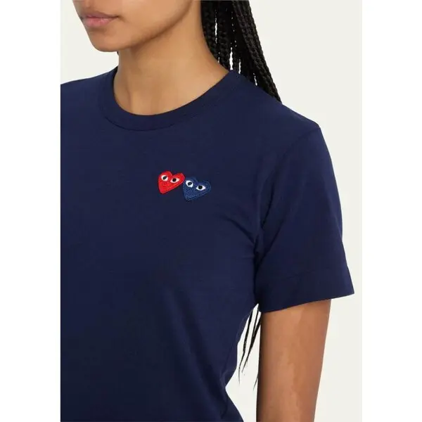 CDG PLAY Heart Logo Cotton T-shirt - Navy