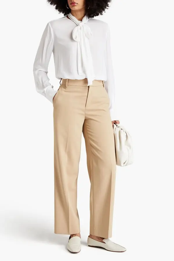 Another Tomorrow Pussy-bow Crepe Blouse - White