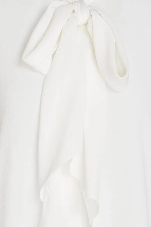 Another Tomorrow Pussy-bow Crepe Blouse - White