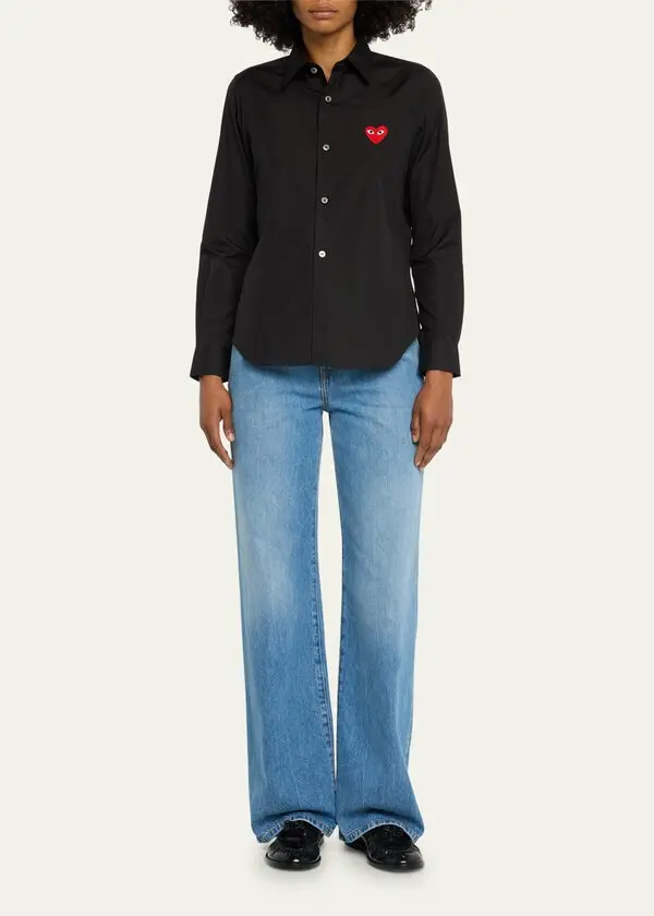 CDG PLAY Logo-patch Button-front Shirt