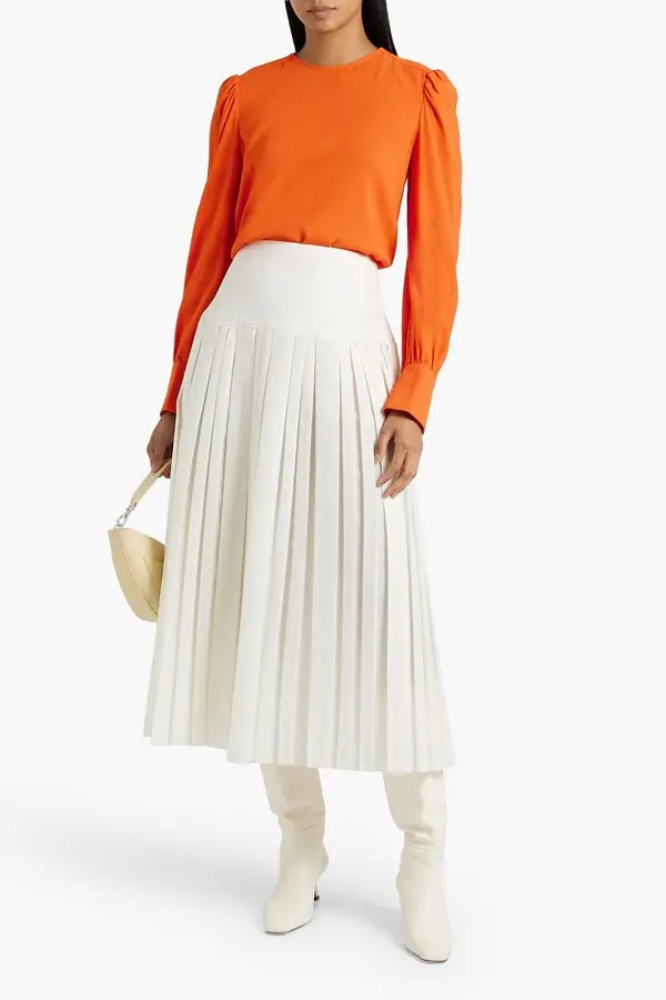Another Tomorrow Stretch-crepe Blouse - Orange