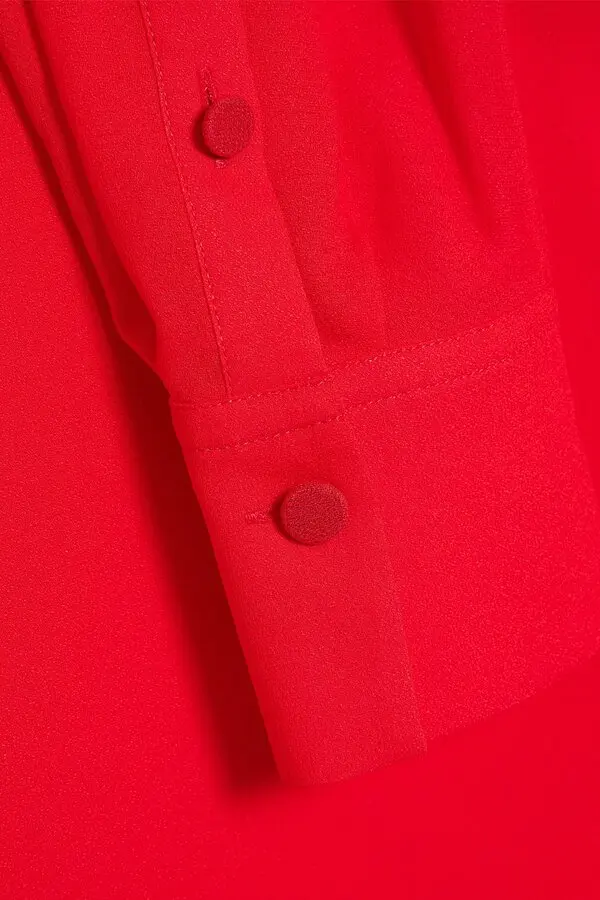 Another Tomorrow Tieneck Crepe Midi Dress