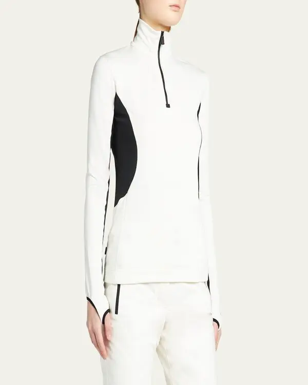 Moncler Colorblock Quarter-zip Top - Natural