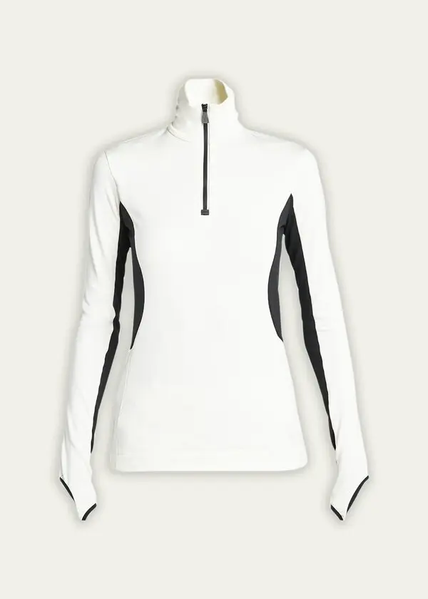 Moncler Colorblock Quarter-zip Top - Natural