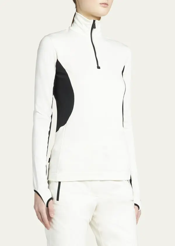 Moncler Colorblock Quarter-zip Top - Natural