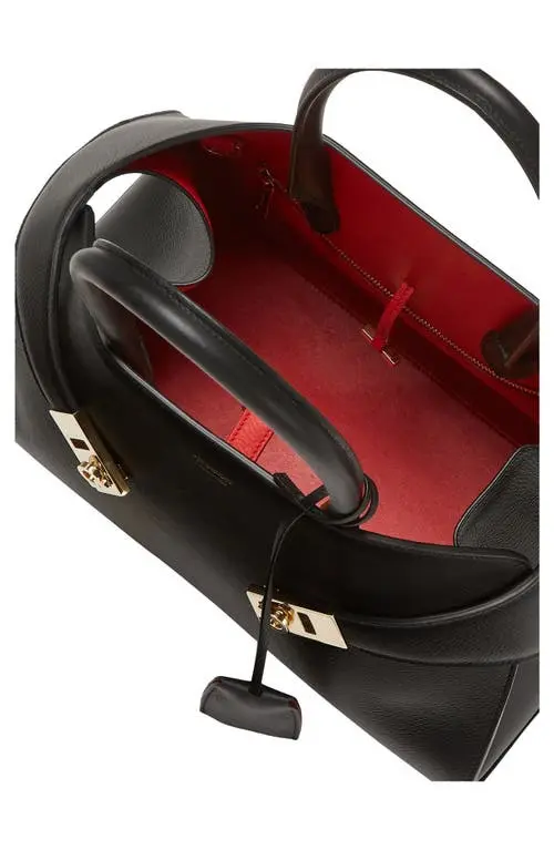 FERRAGAMO Hug Small Leather Top Handle Satchel - Nero