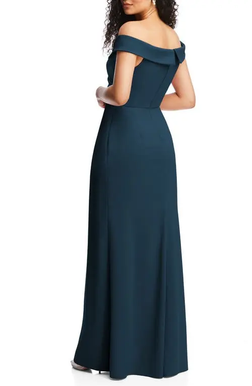After Six Off-the-shoulder Crepe Gown - Atlantic Blue
