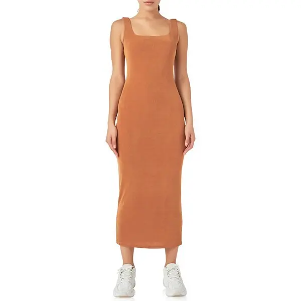 GREY LAB Sleeveless Woven Dress - Camel