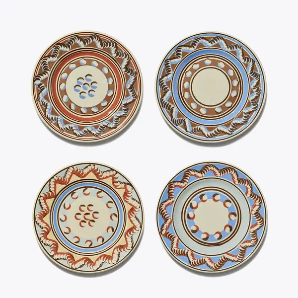 Tory Burch Mochaware Salad Plate, Set Of 4 - Brown/blue