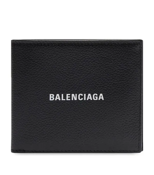 Balenciaga Leather Logo Bifold Wallet - Black
