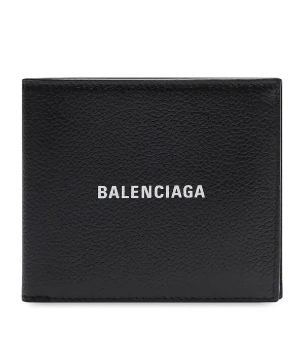 Balenciaga Leather Logo Bifold Wallet - Black