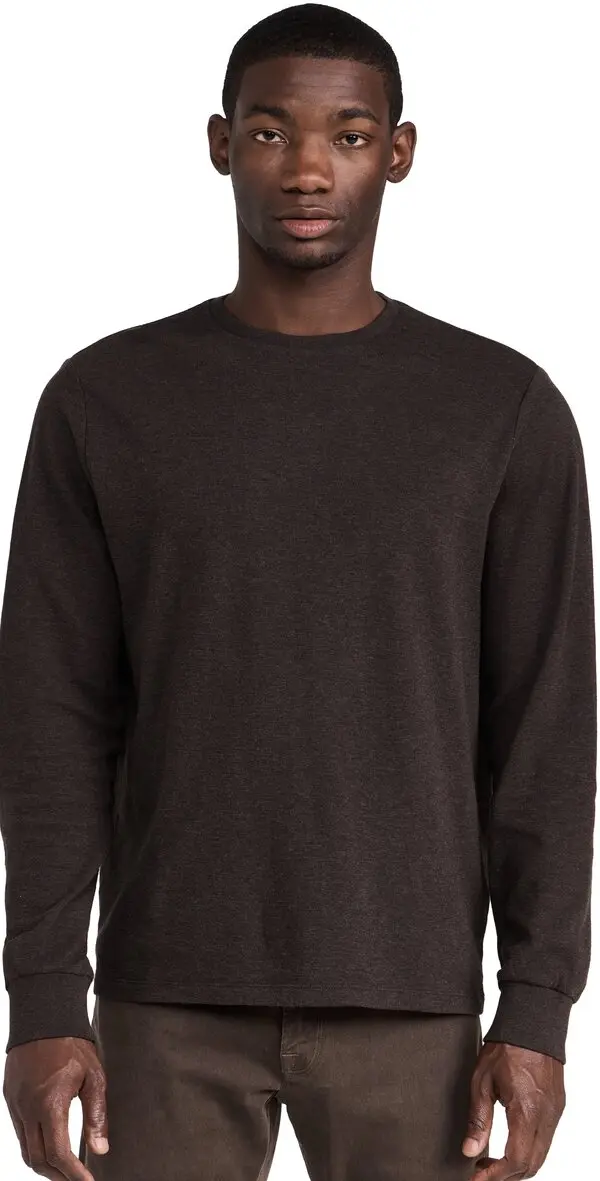 FRAME Duo Fold Long Sleeve Crew - Heather Espresso