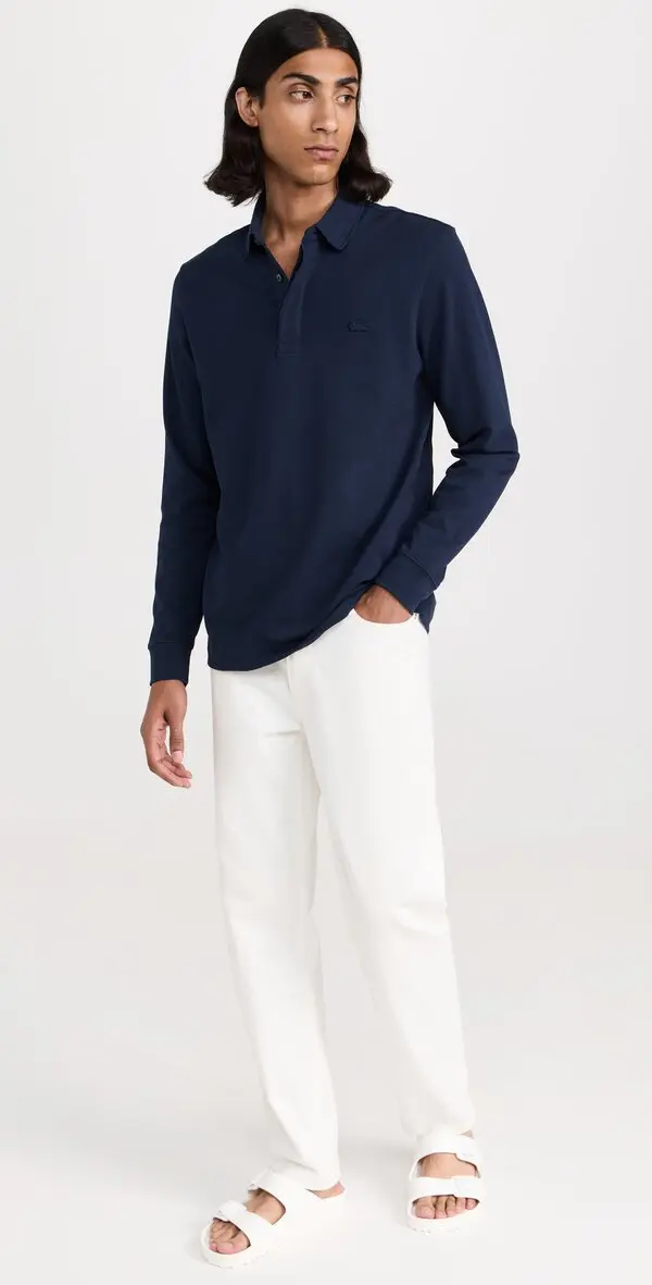 Lacoste Long Sleeve Stretch Cotton Paris Polo