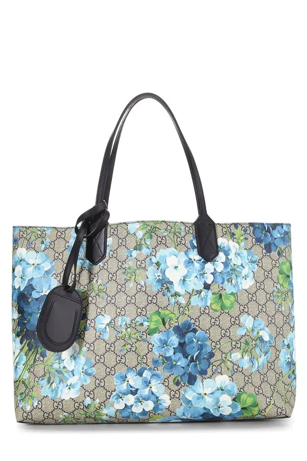 Gucci Gg Blooms Supreme Canvas Reversible Tote - Blue