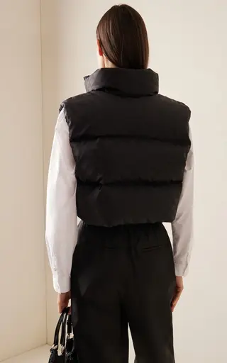 Prada Re-Nylon Cropped Puffer Vest It 38 - Black | Editorialist