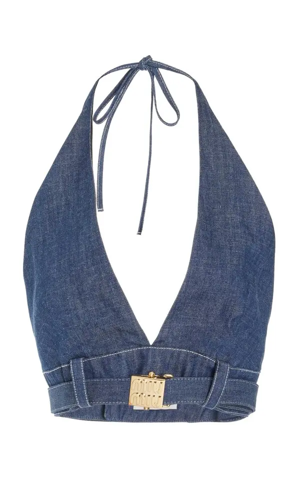Miu Miu Raw Denim Bra Top - Medium Wash