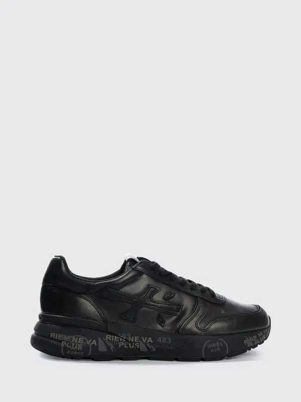 Premiata Mick Calf Leather Sneakers With Tone-on-tone Logo - Black