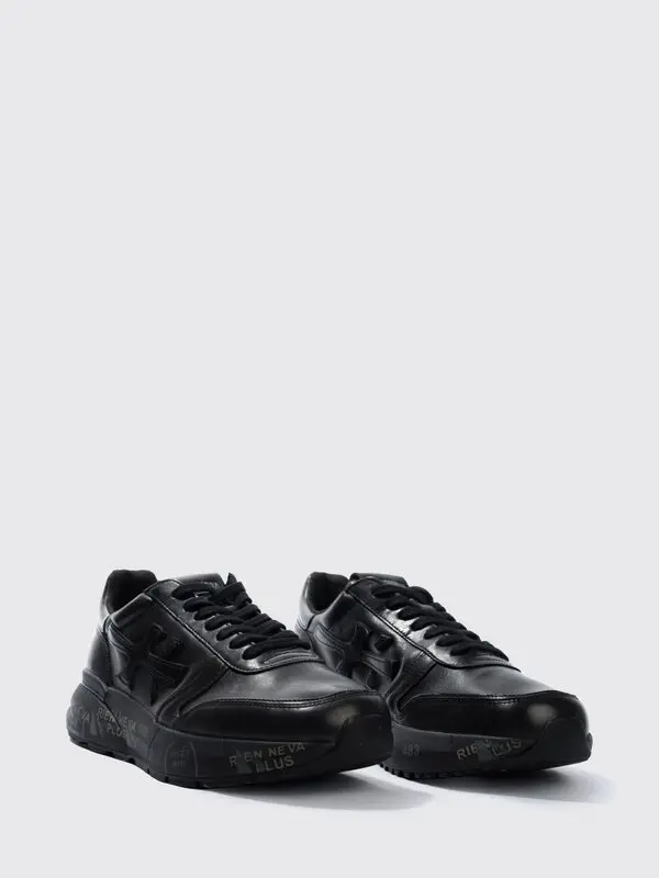 Premiata Mick Calf Leather Sneakers With Tone-on-tone Logo - Black