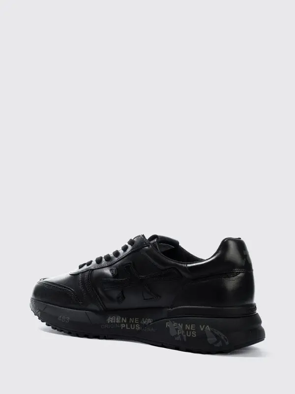 Premiata Mick Calf Leather Sneakers With Tone-on-tone Logo - Black