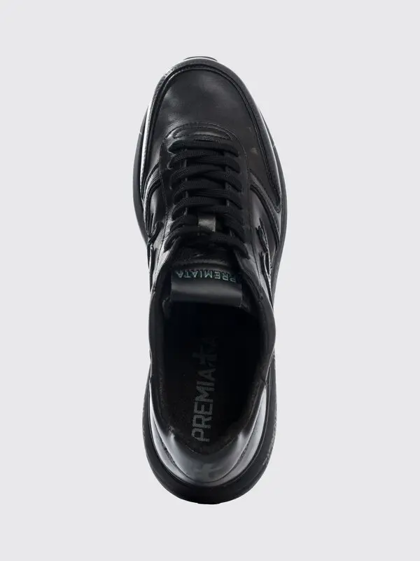 Premiata Mick Calf Leather Sneakers With Tone-on-tone Logo - Black