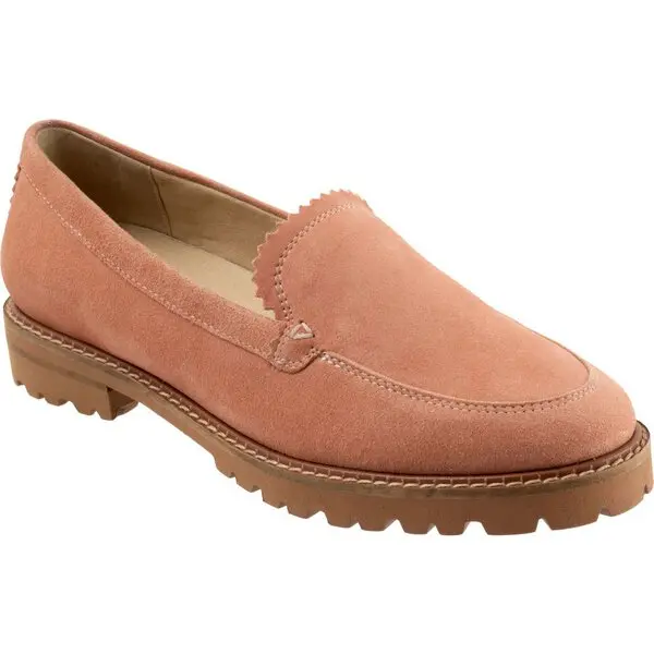 Trotters Fayth Leather Loafer - Pale Pink Suede