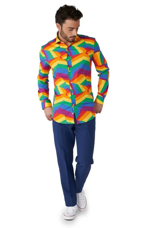 Opposuits Zigzag Stretch Button-up Shirt - Rainbow