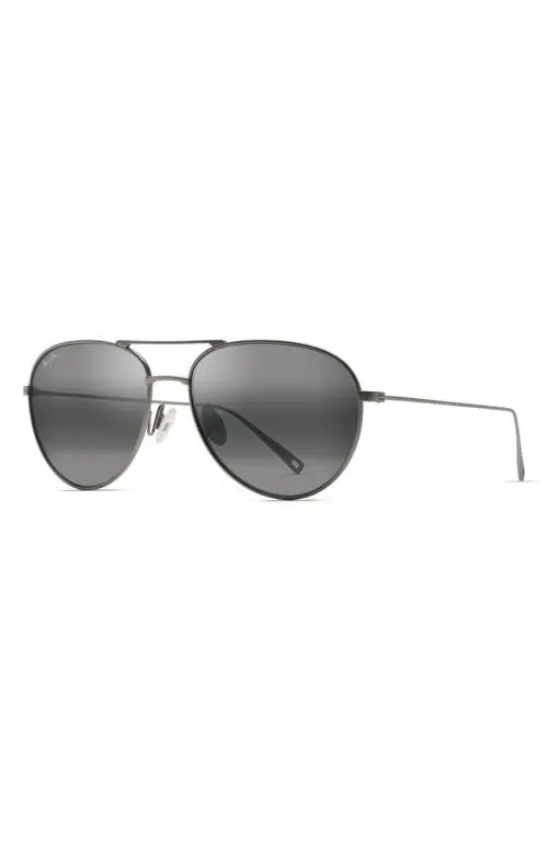 Maui Jim Walaka 57mm Polarized Aviator Sunglasses - Matte Titanium