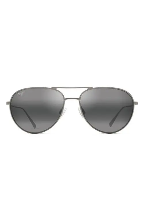 Maui Jim Walaka 57mm Polarized Aviator Sunglasses - Silver