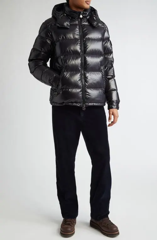 Moncler Maya Lacquered Nylon Down Jacket - Black/black
