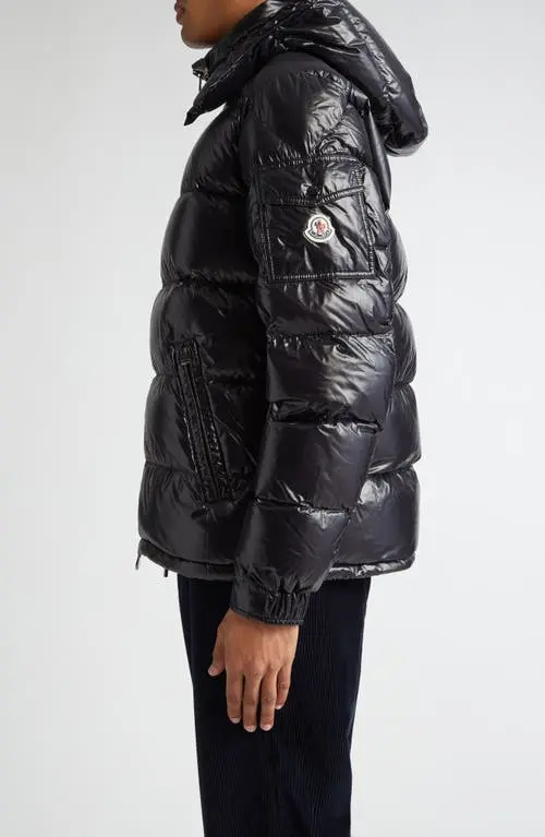 Moncler Maya Lacquered Nylon Down Jacket - Black/black