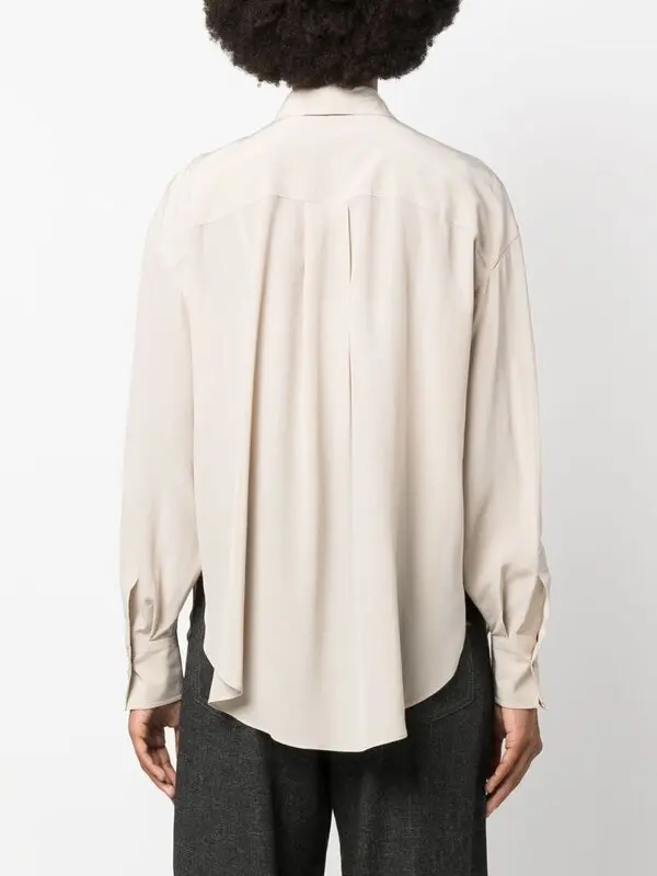 Brunello Cucinelli Beaded-tie Silk Shirt