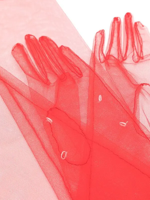 マルジェラ 24ss チュール グローブ Maison Margiela Long Tulle Gloves - Red | Editorialist