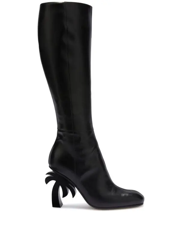 Palm Angels Palm-heel Leather Knee Boots